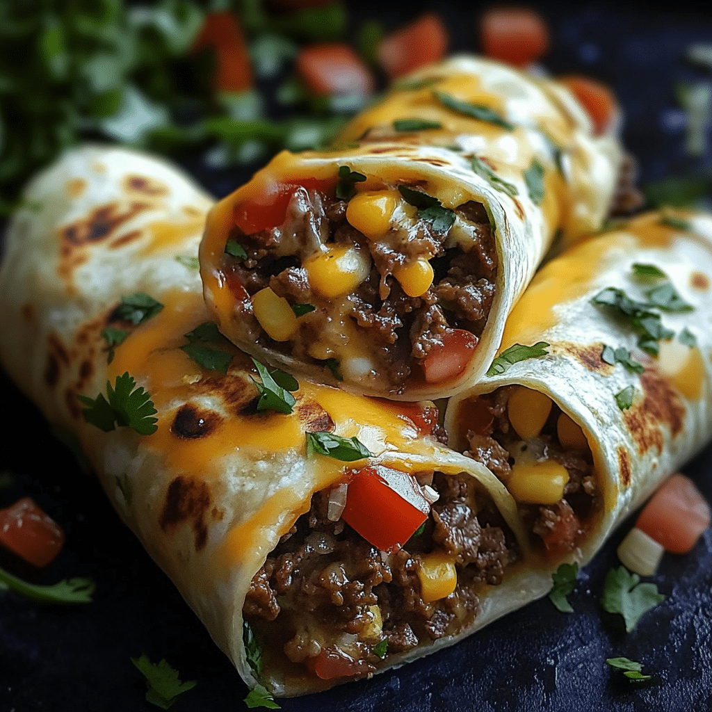 Cheesy Beef Fiesta Wraps - Bites Haven