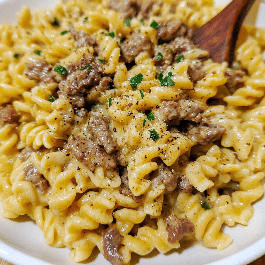 Creamy Beef Pasta Recipe - Bites Haven