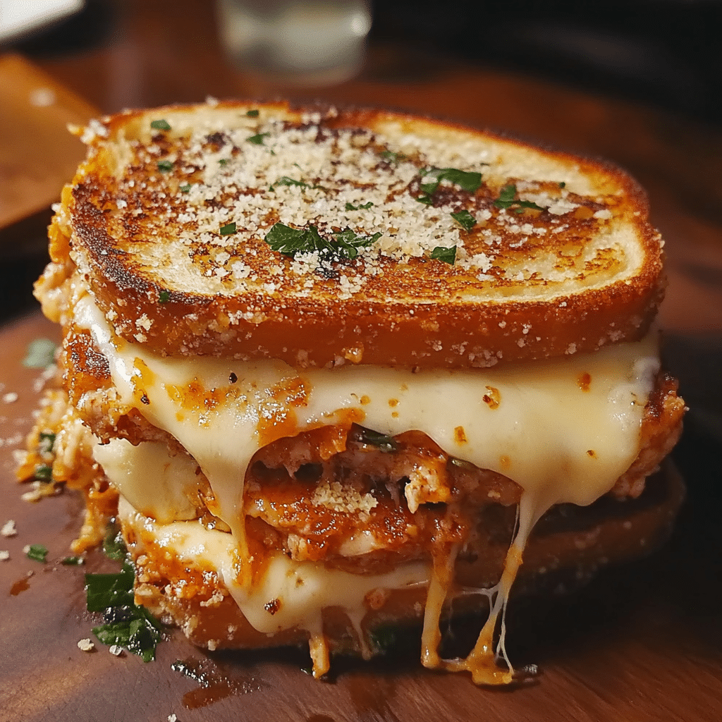 Lazy Chicken Parmesan Grilled Cheese - Bites Haven
