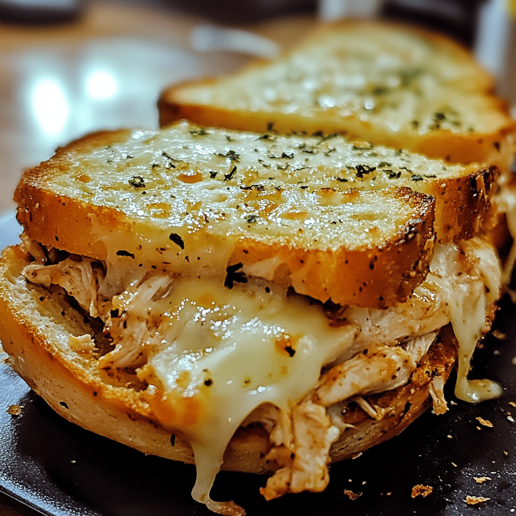 Cheesy Chicken Garlic Bread Sandwich – biteshaven.com