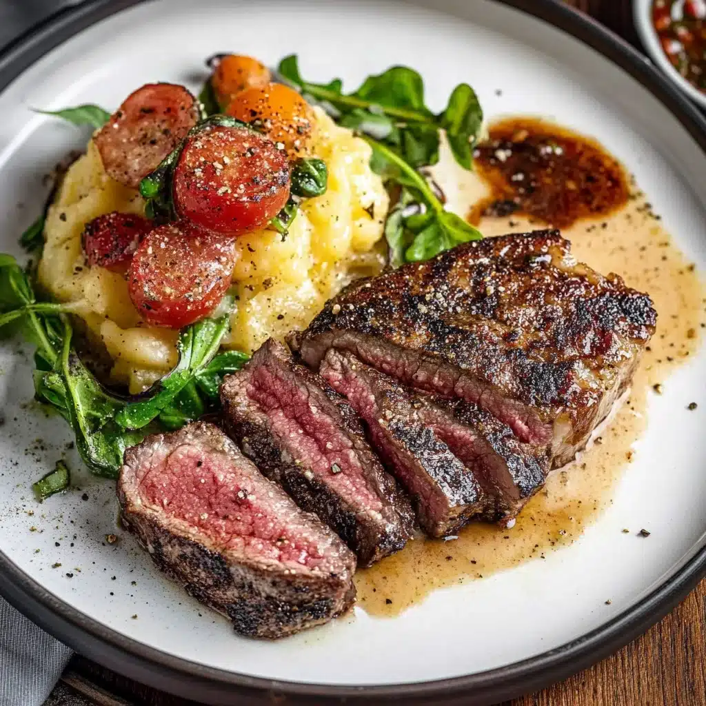 Peppercorn-Crusted Rib-Eye Steak with Truffle Mac ’n’ Cheese and ...
